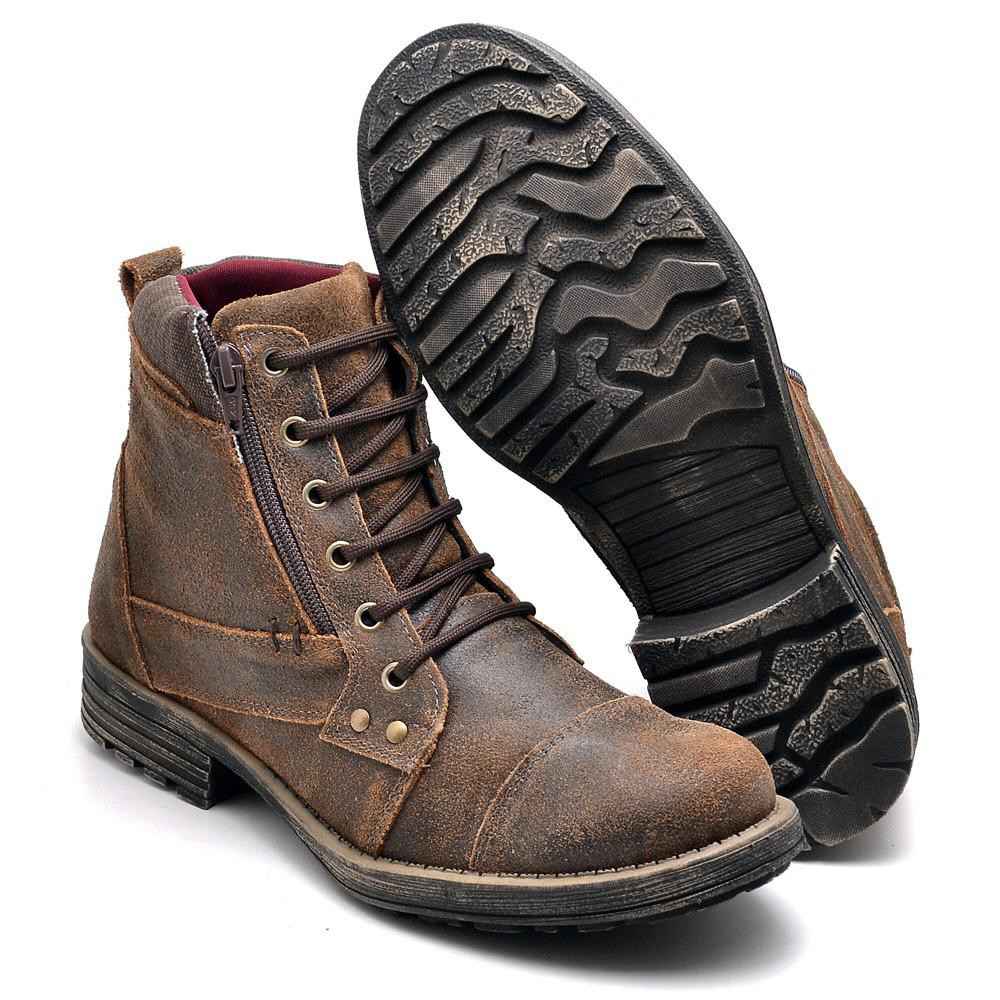 Bota Masculina Couro Legitimo Casual Café
