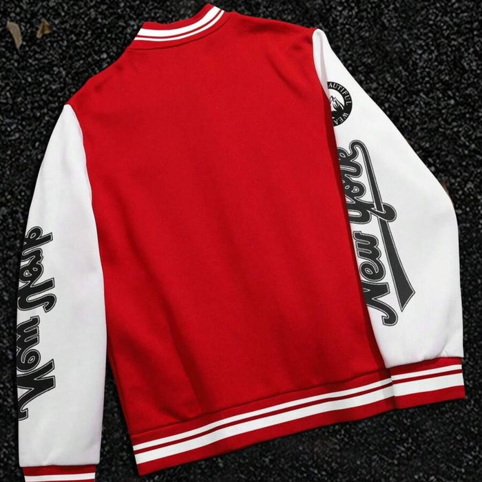 Jaqueta Masculina Varsity Baseball NY Vermelha – Estilo Americano