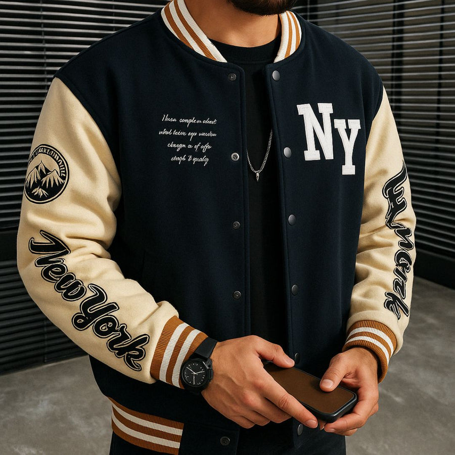 Jaqueta Masculina Varsity Baseball NY – Estilo Americano