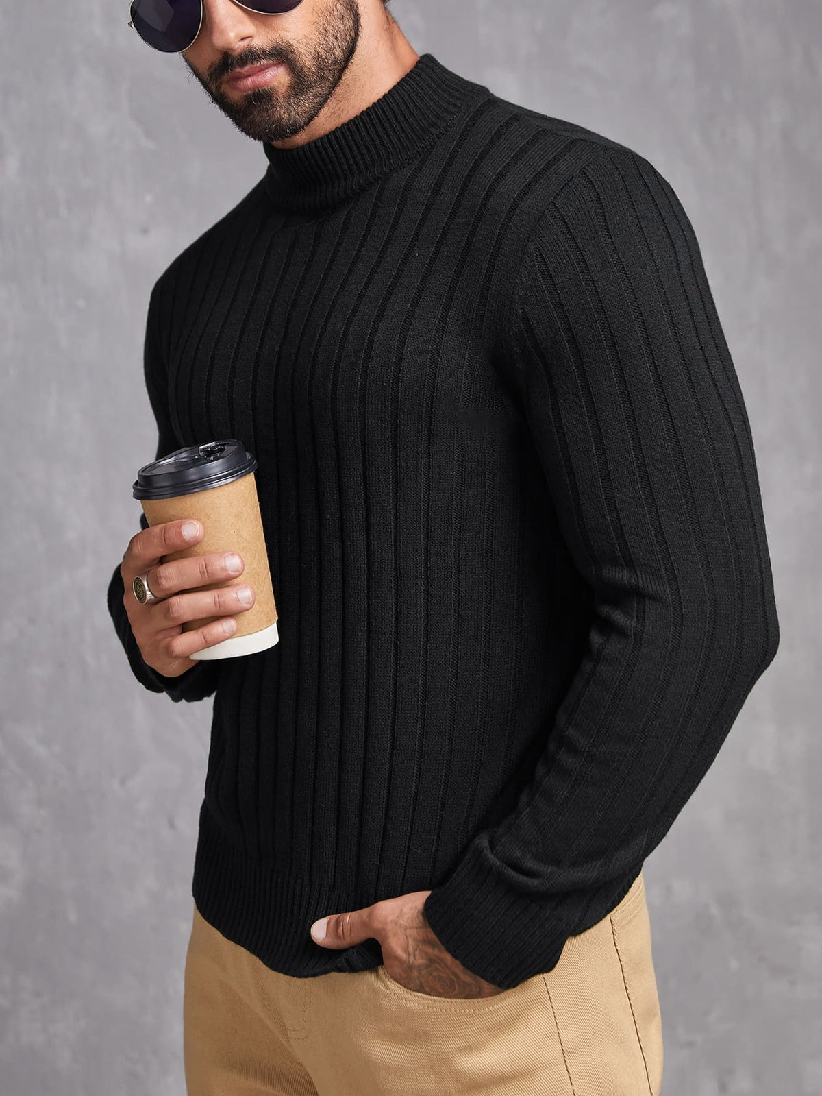 Suéter Masculino Gola Alta Preto Atlas